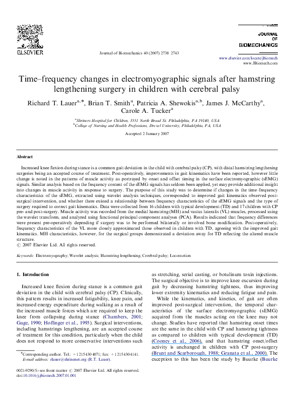 (PDF) Time–frequency changes in electromyographic signals after ...