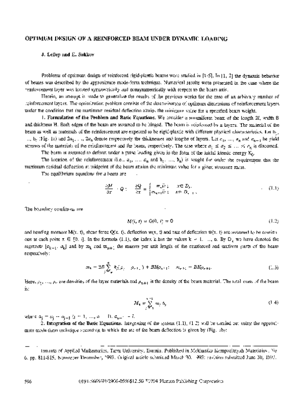 (PDF) Optimum design of a reinforced beam under dynamic loading