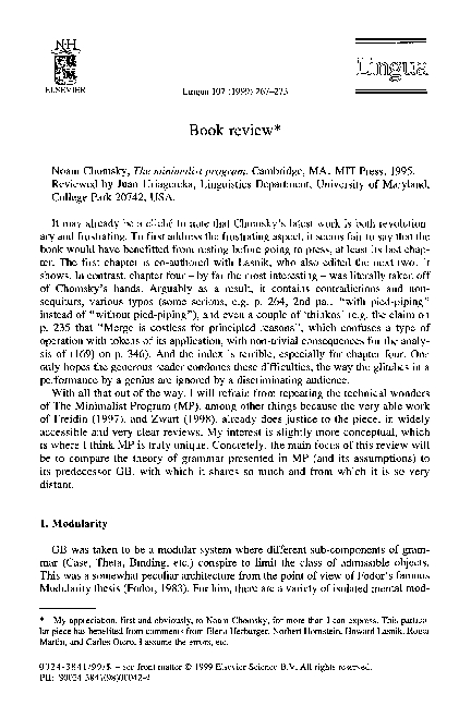 (PDF) The minimalist program