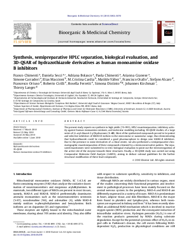 (PDF) Synthesis, semipreparative HPLC separation, biological evaluation, and 3D-QSAR of ...