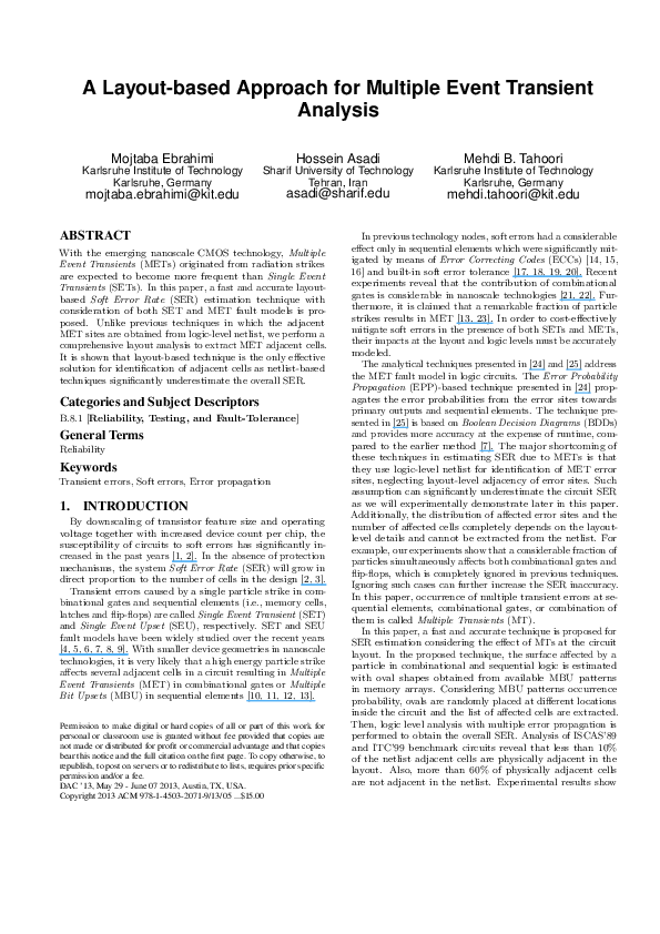 (PDF) A layout-based approach for multiple event transient analysis