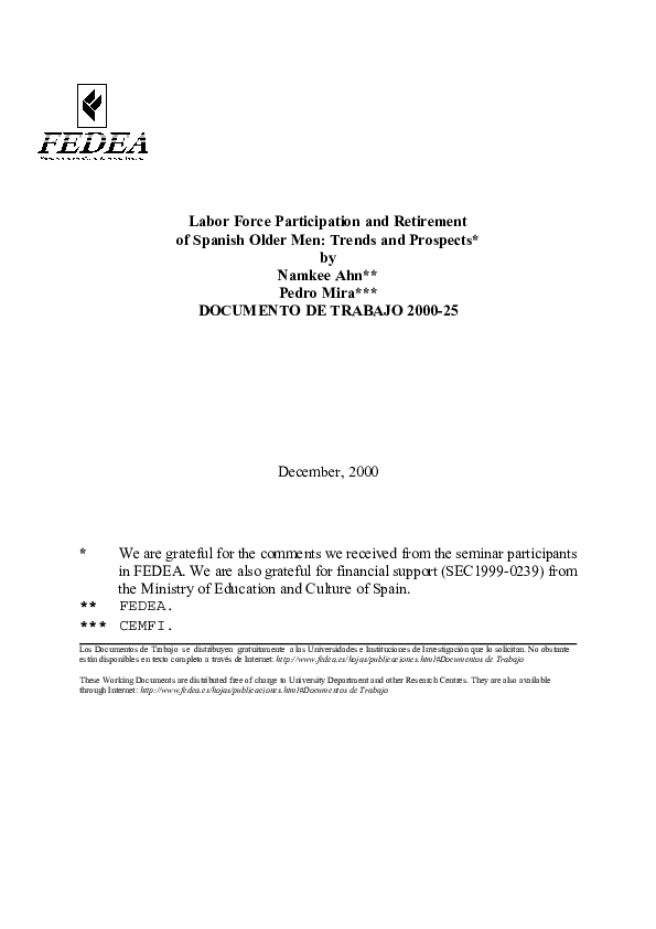 (PDF) Labor Force Participation and Retirement of Spanish Older Men ...