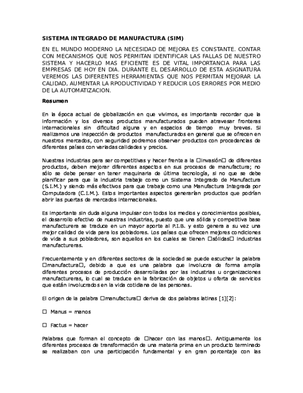(DOC) SISTEMA INTEGRADO DE MANUFACTURA (SIM