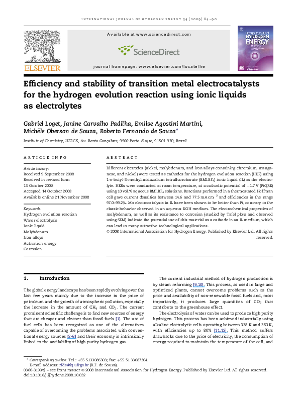 (PDF) Efficiency and stability of transition metal electrocatalysts for the hydrogen evolution ...