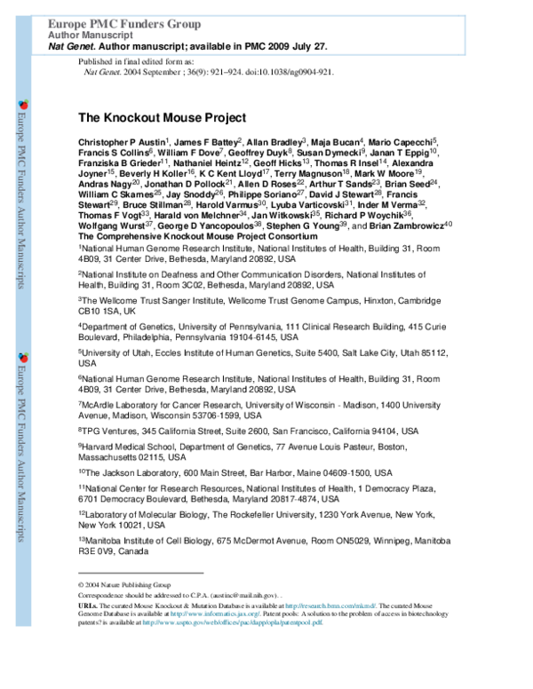 (PDF) The Knockout Mouse Project
