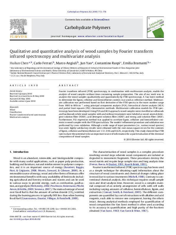 Pdf Qualitative And Quantitative Analysis Of Wood Samples By Fourier Transform Infrared