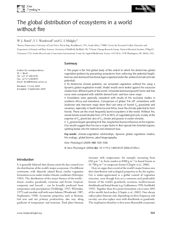 (PDF) The global distribution of ecosystems in a world without fire