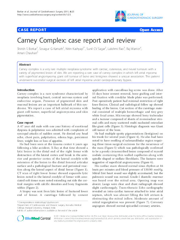 (PDF) Carney Complex: case report and review