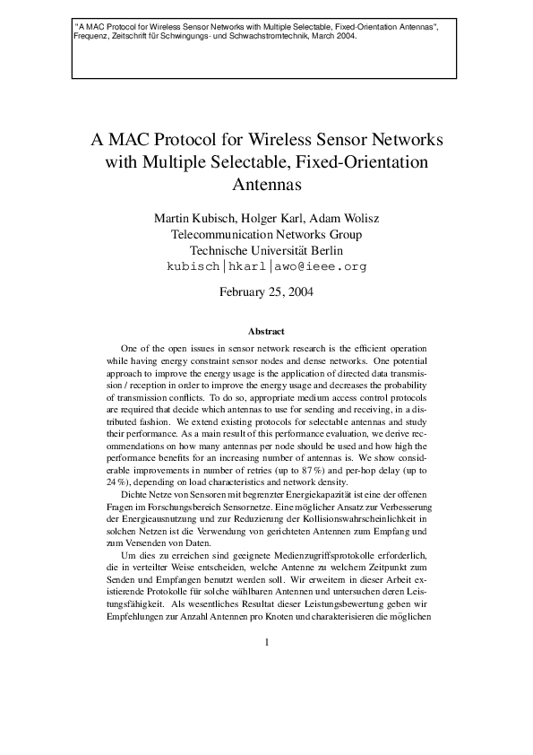 (PDF) A MAC Protocol for Wireless Sensor Networks with Multiple ...