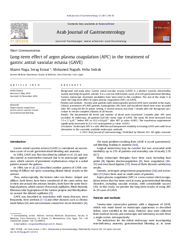 (PDF) Long-term effect of argon plasma coagulation (APC) in the ...