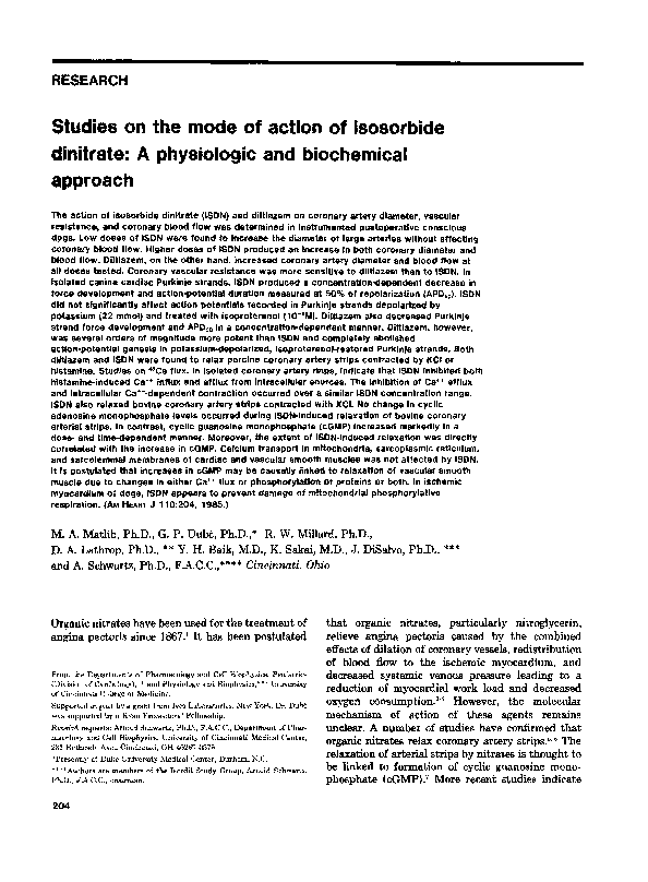 (PDF) Studies on the mode of action of isosorbide dinitrate: A ...