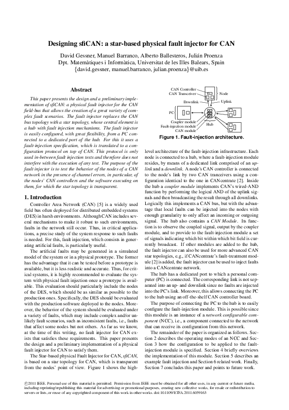 (PDF) Designing sfiCAN: A star-based physical fault injector for CAN