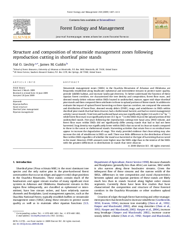 (PDF) Structure and composition of streamside management zones ...