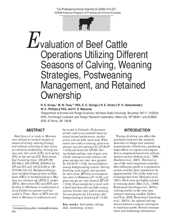 (PDF) E valuation of Beef Cattle Operations Utilizing Different Seasons ...