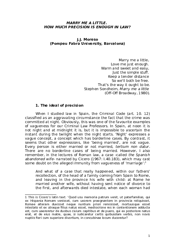 (DOC) Marry me a little. How much Precision is enough in Law?