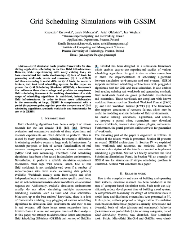 (PDF) Grid scheduling simulations with GSSIM
