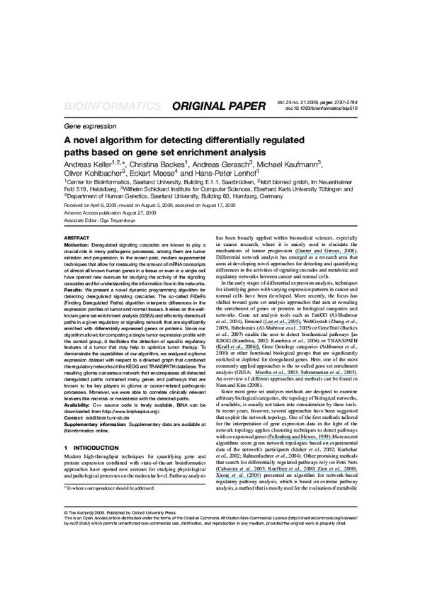 (PDF) A novel algorithm for detecting differentially regulated paths based on gene set ...