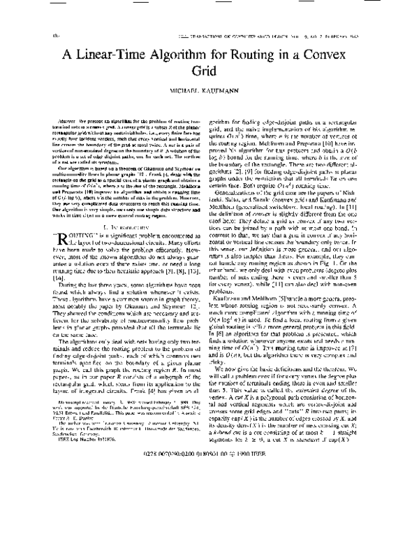 Pdf A Linear Time Algorithm For Routing In A Convex Grid