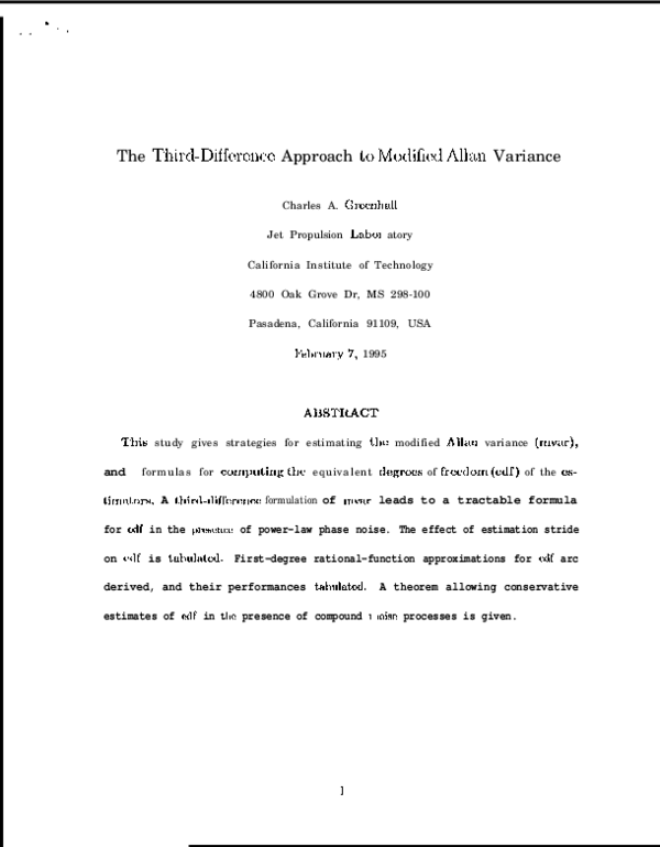 (PDF) The third-difference approach to modified Allan variance