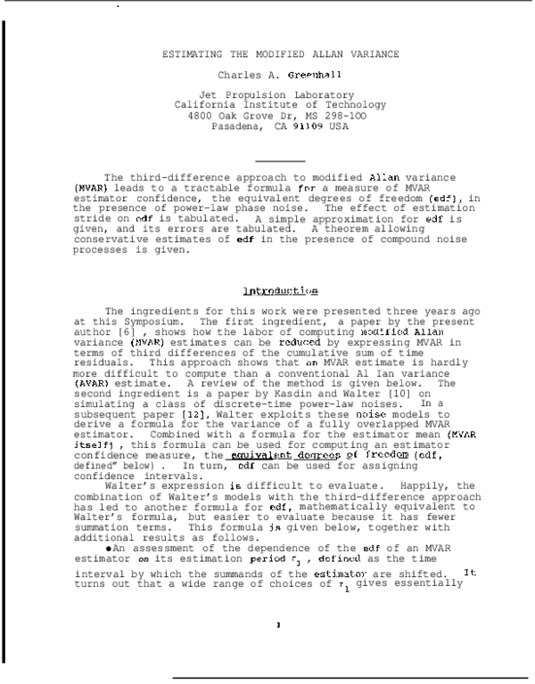 (PDF) Estimating the modified Allan variance