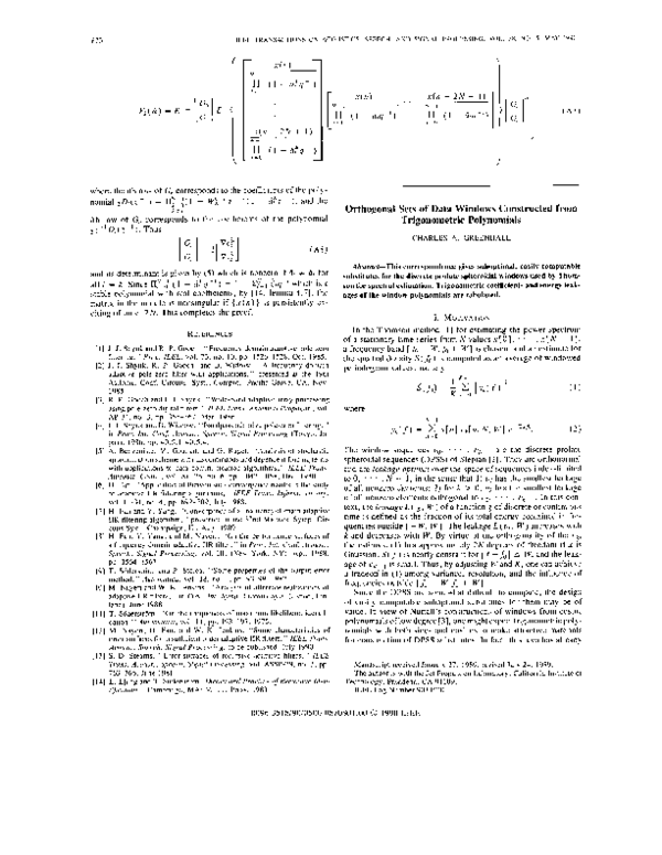 (PDF) Orthogonal sets of data windows constructed from trigonometric ...