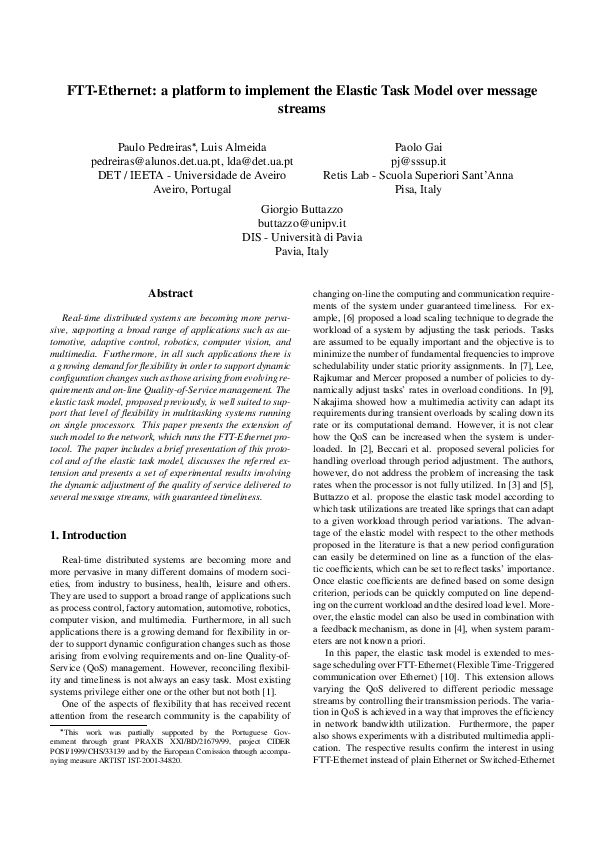 (PDF) FTT-Ethernet: a platform to implement the Elastic Task Model over ...