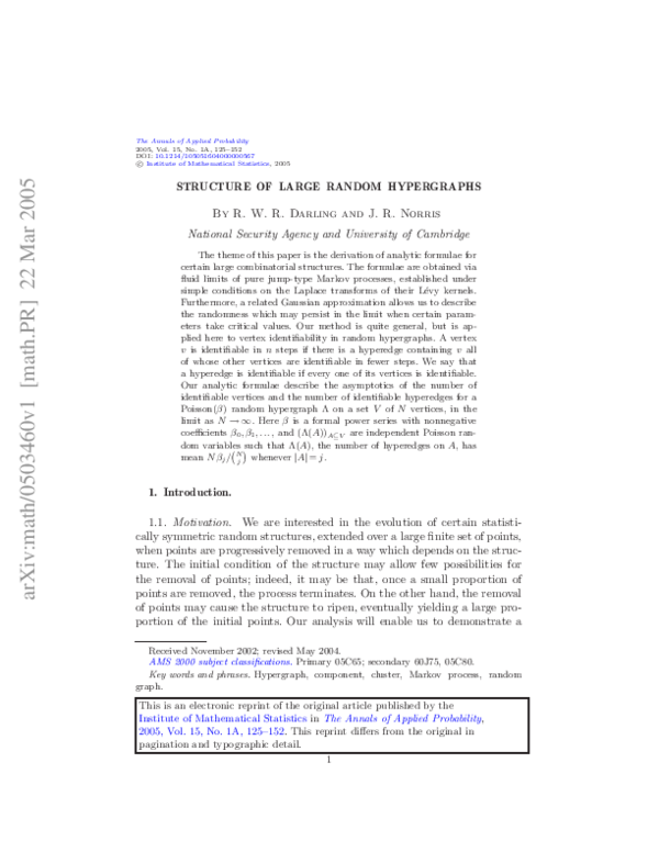 (PDF) Structure of large random hypergraphs