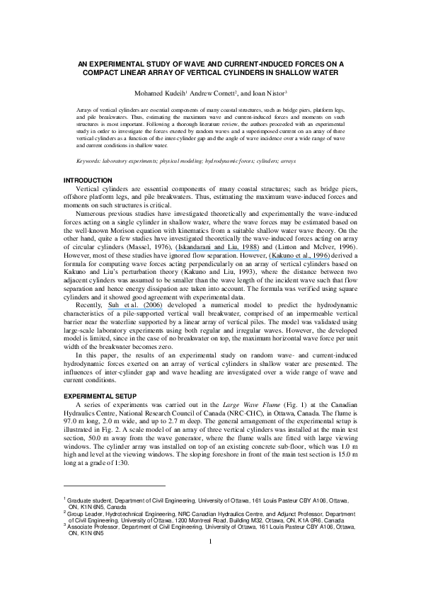 (PDF) An Experimental Study of Wave and Current-Induced Forces on a Compact Linear Array of ...