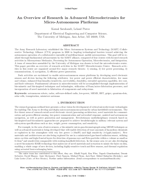 (PDF) An overview of research in advanced microelectronics for micro ...