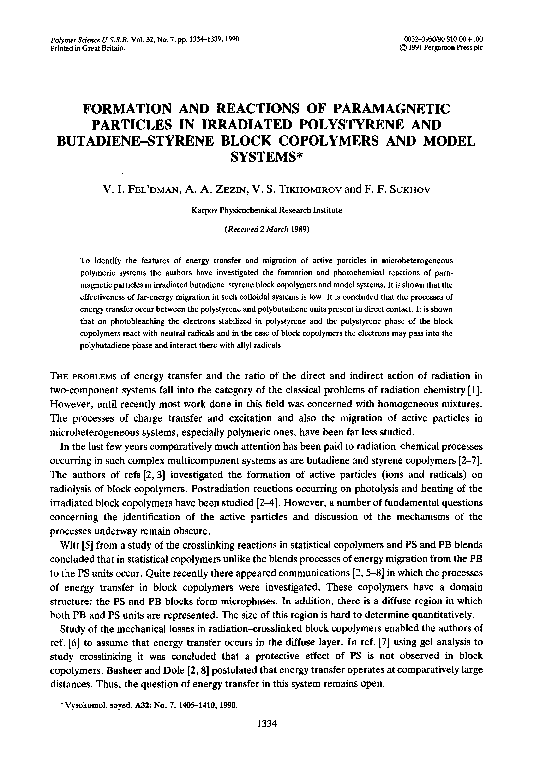 (PDF) Formation and reactions of paramagnetic particles in irradiated polystyrene and butadiene ...