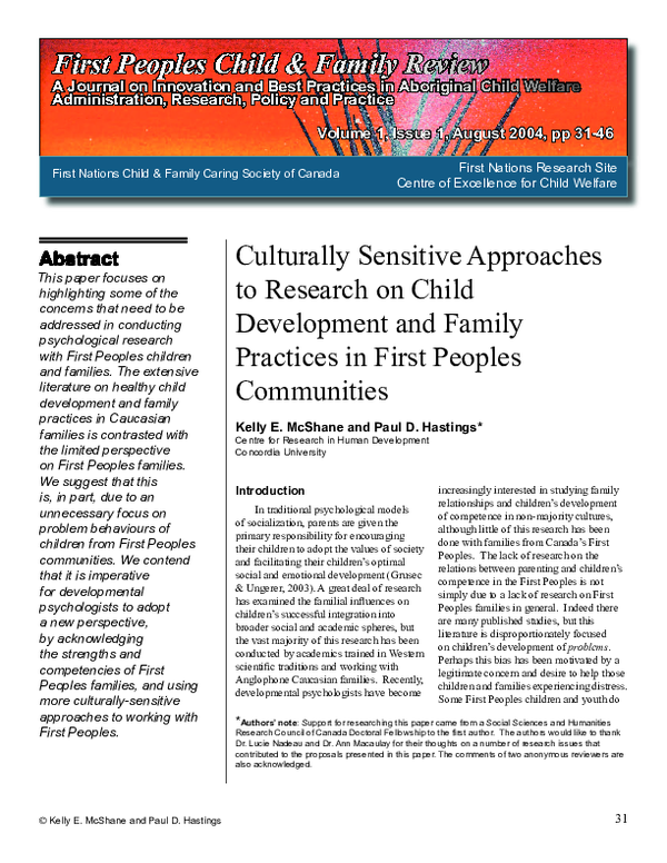 (PDF) Culturally-sensitive approaches to research on child development ...