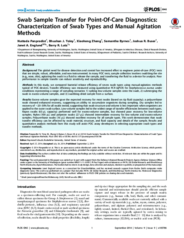 (PDF) Swab Sample Transfer for Point-Of-Care Diagnostics ...