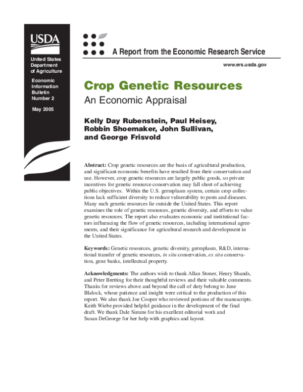 (PDF) Crop genetic resources: an economic appraisal