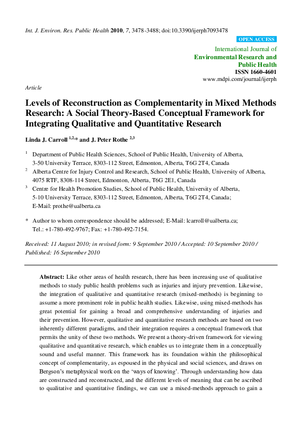(PDF) Levels of Reconstruction as Complementarity in Mixed Methods ...