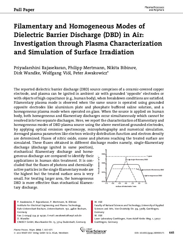 (PDF) Filamentary and Homogeneous Modes of Dielectric Barrier Discharge ...