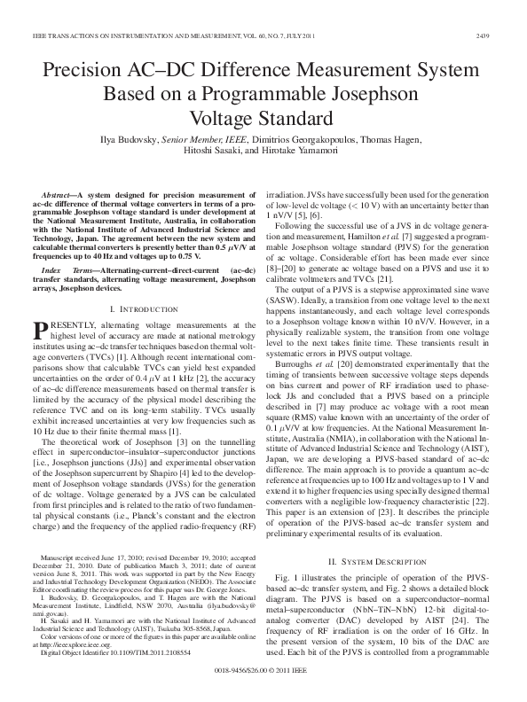 (PDF) Precision AC–DC Difference Measurement System Based on a ...