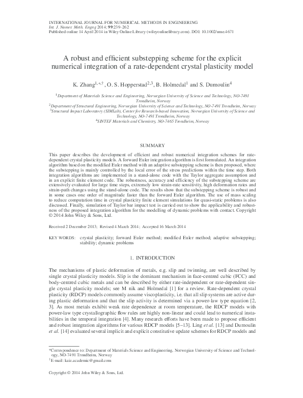 Pdf A Robust And Efficient Substepping Scheme For The Explicit Numerical Integration Of A Rate