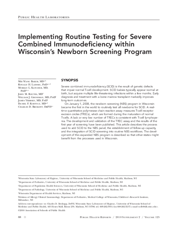(PDF) Implementing routine testing for severe combined immunodeficiency ...