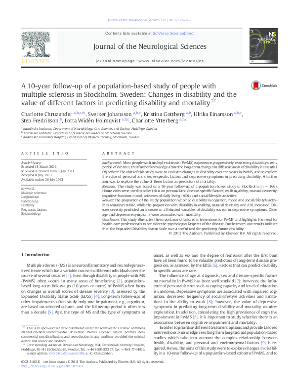 (PDF) A 10-year follow-up of a population-based study of people with ...