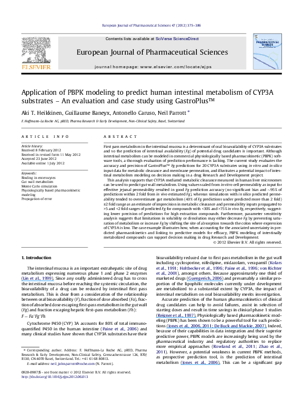 (PDF) Application of PBPK modeling to predict human intestinal ...