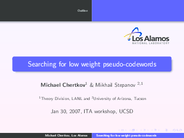 (PDF) Searching for low weight pseudo-codewords