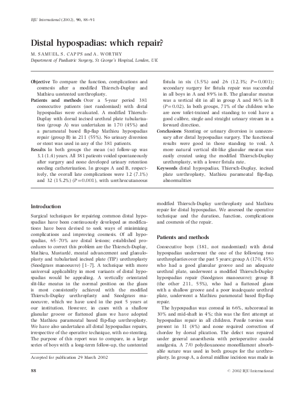 (PDF) Distal hypospadias: which repair?