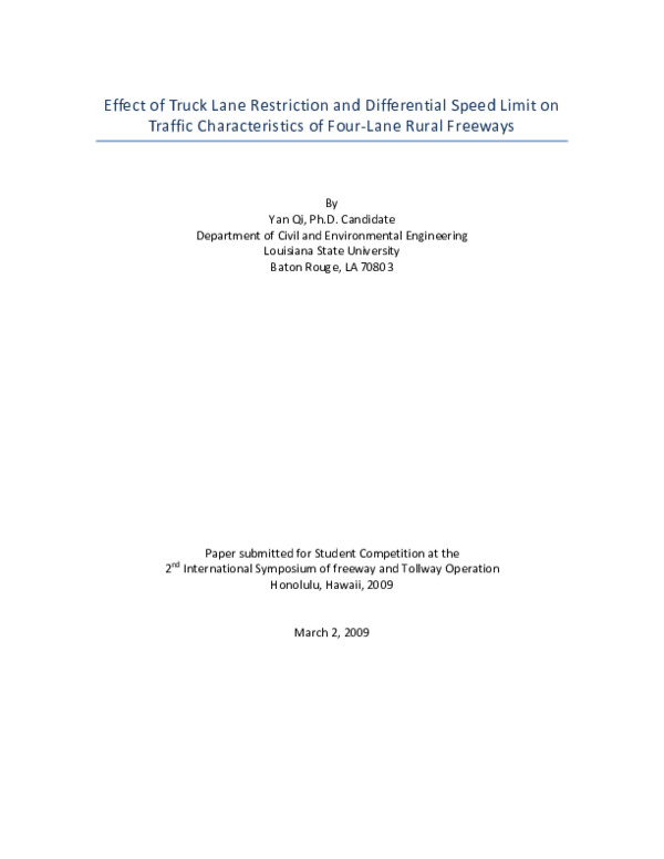 (PDF) Effect of Truck Lane Restriction and Differential Speed Limit on ...