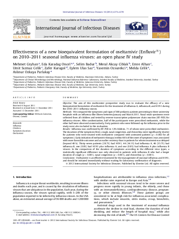 (PDF) Effectiveness of a new bioequivalent formulation of oseltamivir ...