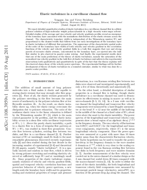 (PDF) Elastic turbulence in a curvilinear channel flow