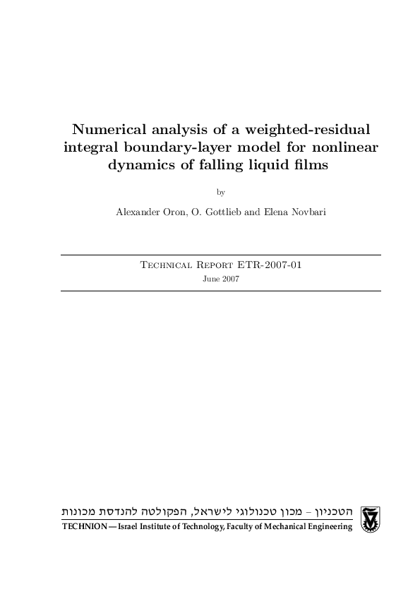 (PDF) Numerical analysis of a weighted-residual integral boundary-layer model for nonlinear ...