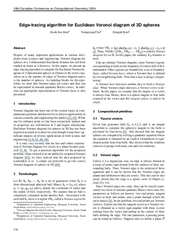 (PDF) Edge-tracing algorithm for euclidean voronoi diagram of 3d spheres