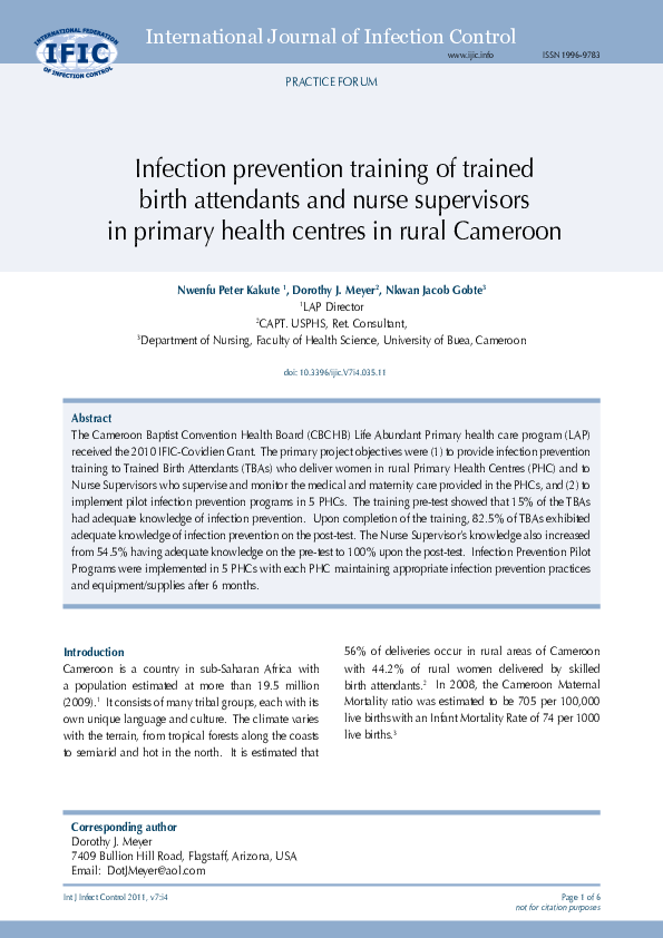 (PDF) Infection prevention training of trained birth attendants and ...