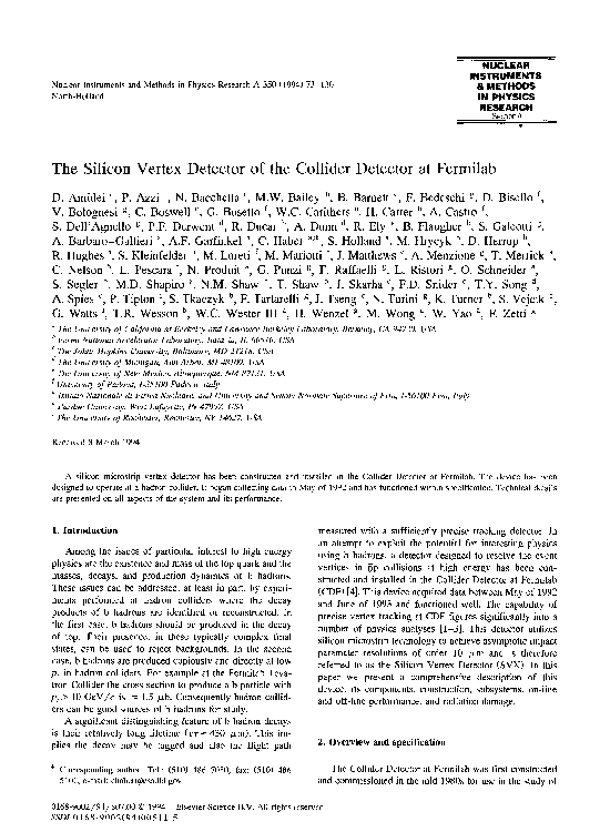 (PDF) The Silicon Vertex Detector of the Collider Detector at Fermilab
