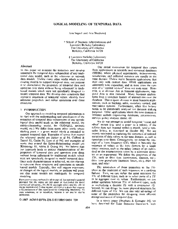 (PDF) Logical modeling of temporal data